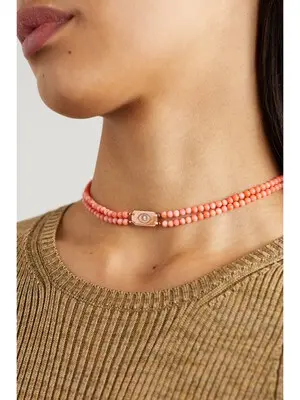 DIANE KORDAS Id 14-karat Bead And Diamond Choker