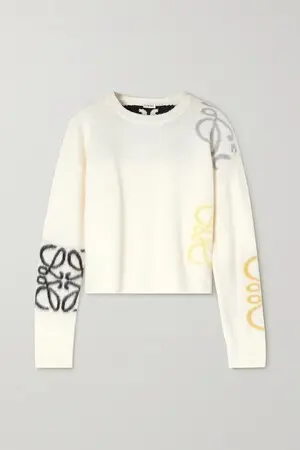 Loewe Cropped Intarsia Wool Sweater