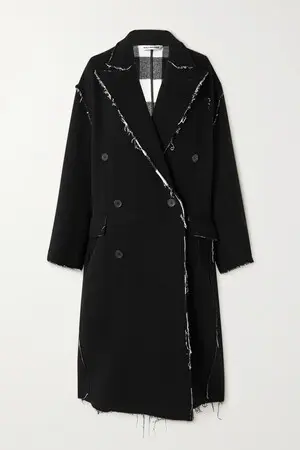 Balenciaga Oversized Double-breasted Frayed Wool-blend Coat