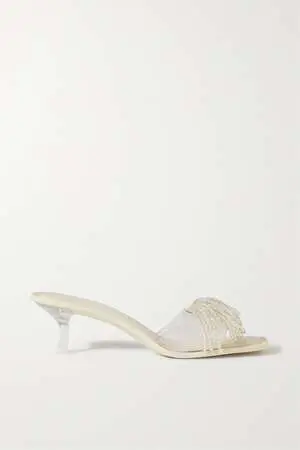 Cult Gaia Uma Fringed Crystal-embellished Pvc Mules