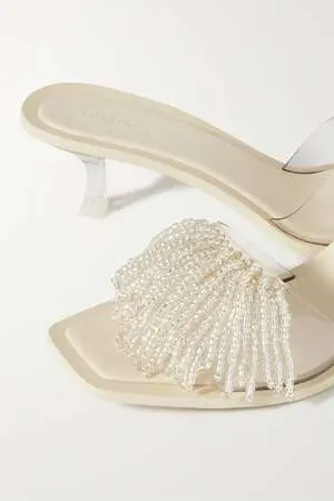 Cult Gaia Uma Fringed Crystal-embellished Pvc Mules
