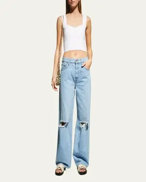 A.L.C. Jordana Seamed Cropped Tank Top - White