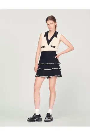 Sandro Ruffled Knit Skirt - Black