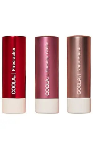 COOLA Mineral Liplux Lip Balm Spf30 Trio In Nude Beach, Summer Crush, & Firecracker - Nude Beach  Summer Crush  & Firecracker