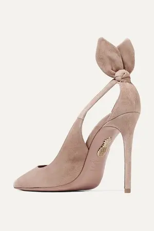 AQUAZZURA Bow Tie 105 Suede Pumps - Pink