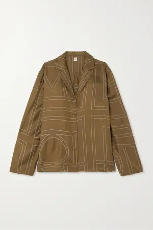 TOTEME Embroidered Silk-twill Shirt