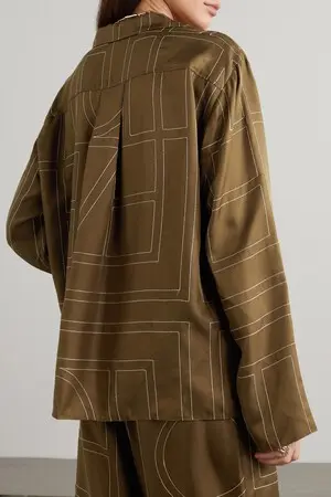 TOTEME Embroidered Silk-twill Shirt