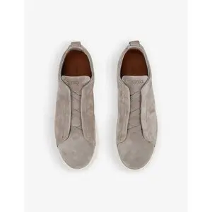 Zegna Triple Stitch Suede Low-top Trainers - Grey/light