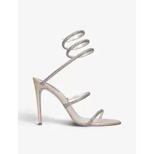 Rene Caovilla Cleo Crystal-embellished Heeled Sandals - Gold