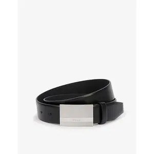 BOSS Logo-engraved Leather Belt - Black