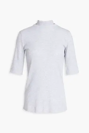 Brunello Cucinelli Beadembellished Ribbed Cottonjersey Top - Light Gray