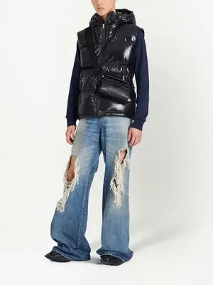 Balmain Puffer Hooded Sleeveless Jacket
