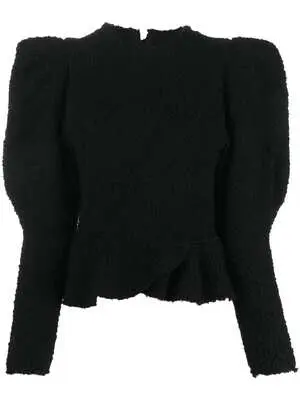 Isabel Marant Étoile Puff-sleeve Peplum Top - Black