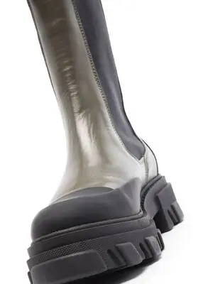 GANNI Polished-finish Ridged-sole Boots - Black