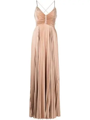 A.L.C. Aries Pleated Maxi Gown Neutrals