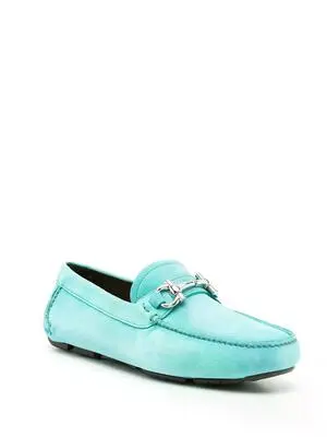 FERRAGAMO Gancini Leather Loafers - Blue