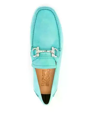 FERRAGAMO Gancini Leather Loafers - Blue