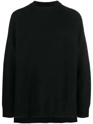 JIL SANDER Split-hem Crew-neck Jumper - Black