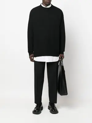 JIL SANDER Split-hem Crew-neck Jumper - Black