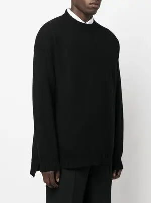 JIL SANDER Split-hem Crew-neck Jumper - Black