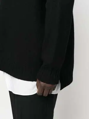 JIL SANDER Split-hem Crew-neck Jumper - Black