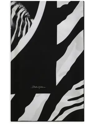 Dolce & Gabbana Zebra-print Twill Scarf - Black