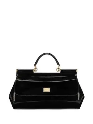 Dolce & Gabbana Sicily Patent Leather Top-handle Bag - Black