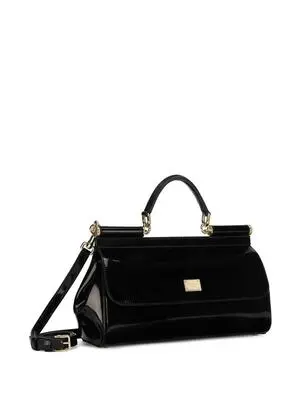 Dolce & Gabbana Sicily Patent Leather Top-handle Bag - Black