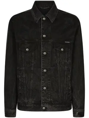 Dolce & Gabbana Logo-plaque Washed Denim Jacket