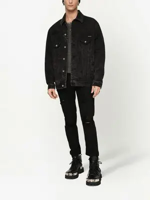 Dolce & Gabbana Logo-plaque Washed Denim Jacket