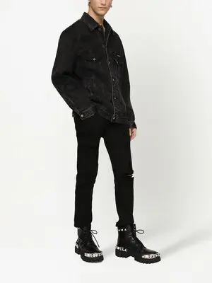 Dolce & Gabbana Logo-plaque Washed Denim Jacket