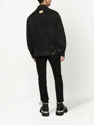 Dolce & Gabbana Logo-plaque Washed Denim Jacket