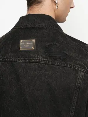 Dolce & Gabbana Logo-plaque Washed Denim Jacket