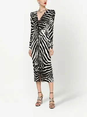 Dolce & Gabbana Zebra-print Long-sleeve Dress