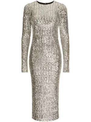 Dolce & Gabbana Sequin-embellished Midi Dress - Silver
