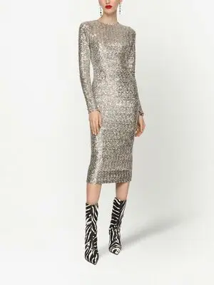 Dolce & Gabbana Sequin-embellished Midi Dress - Silver