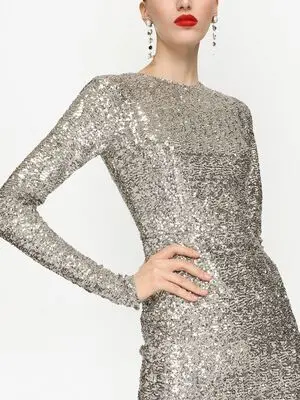 Dolce & Gabbana Sequin-embellished Midi Dress - Silver