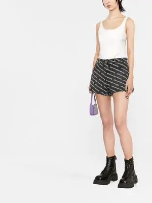 Alexander Wang Bite Logo-print Denim Shorts - Grey