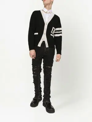 Dolce & Gabbana Dg-logo Fisherman's-knit Cardigan - Black