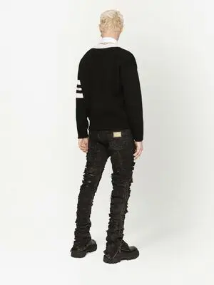 Dolce & Gabbana Dg-logo Fisherman's-knit Cardigan - Black
