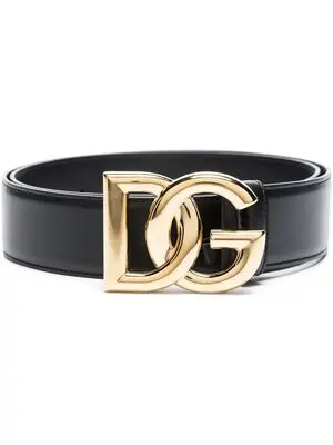 Dolce & Gabbana Dg Logo Leather Belt - Black