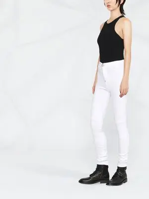 Philipp Plein Biker High-waisted Skinny Jeans - White