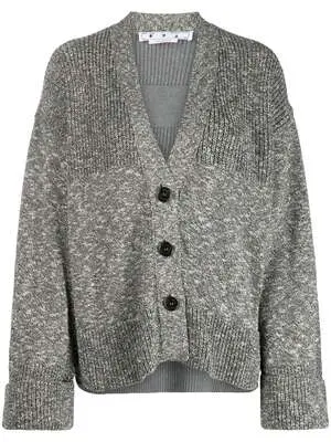 Off-White Diag-stripe Mélange-effect Cardigan