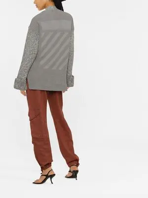Off-White Diag-stripe Mélange-effect Cardigan