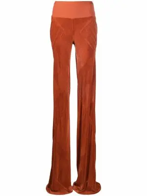 Rick Owens Bias-cut Velvet-effect Trousers - Orange
