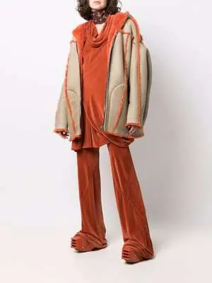 Rick Owens Bias-cut Velvet-effect Trousers - Orange