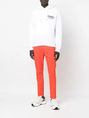 Dsquared2 Cotton Logo Print Hoodie - White