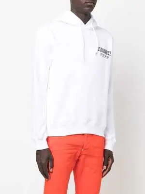 Dsquared2 Cotton Logo Print Hoodie - White