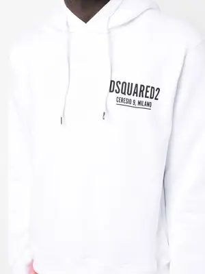 Dsquared2 Cotton Logo Print Hoodie - White