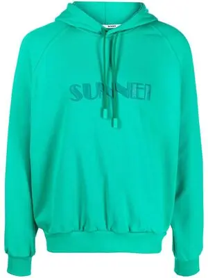 Sunnei Logo Drawstring Hoodie - Grey
